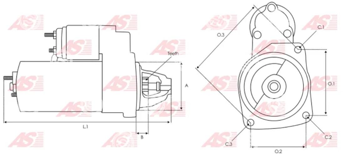 S3022 | Starter Valeo / Mitsubishi / Nissan - 12 Volt - 8 Teeth_AS ...